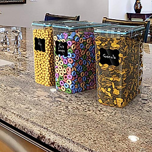 Top Quality Cereal Container Storage Set 3 Pc -135.2oz + 18 Labels & Pen - Airtight Dry Food Keepers - Great For Cereal, Flour, Sugar - BPA Free Dispenser - Shazo …