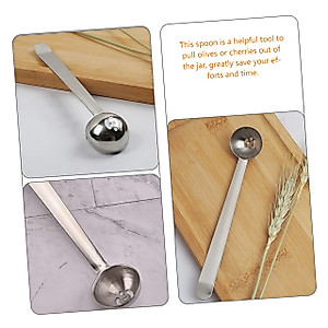 ULTECHNOVO 10 Pcs Pulp Strainer Spoon Pickle Jar Spoon Cooking Skimmers Olive Spoon Strainer Hot Pot Strainer Scoop Olive Slotted Spoon Cherry Serving Spoon Household Picker Stainless Steel