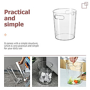 FOMIYES Clear Acrylic Trash Can Wastebasket Trash Bin with Handle Round Garbage Container Bin Small Plastic Wastebasket for Bathroom Bedroom Kitchen Home Office Dorm