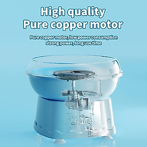 Cotton Candy Machine for Kids, 500W Efficient Electric Heating, Electric Cotton Candy Maker with Large Food Grade Splash-Proof Plate for Home Kids Birthday Family Party（blue）