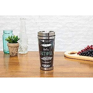 God is Faithful Stainless Steel 16 oz Travel Mug with Lid