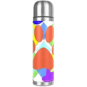 Stainless Steel Leather Vacuum Insulated Mug Abstract Thermos Water Bottle for Hot and Cold Drinks Kids Adults 16 Oz