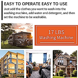 CL.Store Twin Tub Mini Portable Clothes Washing Machine Portable Washing Machine 17lbs Capacity Compact Washer(10lbs) and Spin Dryer Combo (7lbs) for Apartment, Dorm, RV-Camping (White)