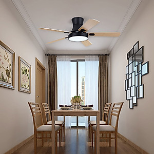 Avatar Controls Smart 50 inch Ceiling Fans Indoor with Light Remote Works with Alexa Google Voice, APP and Remote Control for Bedroom, 6 Speeds Reversible DC Motor, 1800LM LED Kit, 5 Wooden Blades