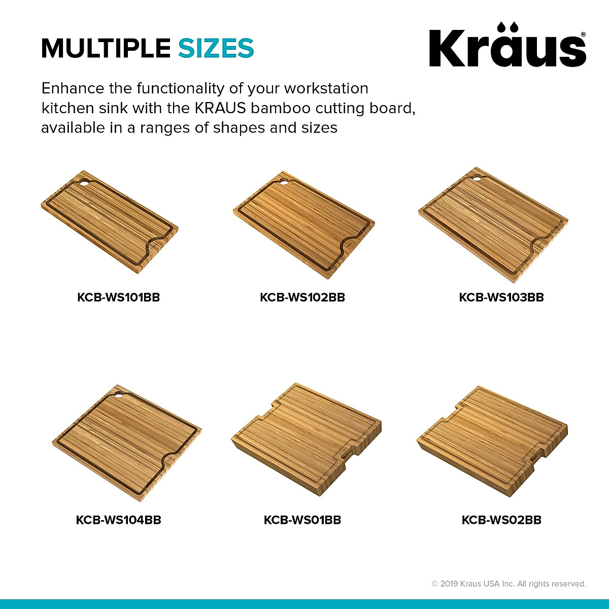 Kraus KCB-WS102BB Kore Cutting Board, 16 3/4" x 10 3/4"