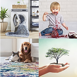 ReaLife Machine Washable Area Rug - Living Room Bedroom Bathroom Kitchen Entryway Office - Non Slip Low Pile Stain Resistant Premium - Boho Vintage Traditional - Lyle - Blue 4' x 6'