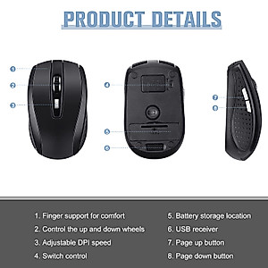 Macarrie 12 Pack Wireless Mouse for Laptop 1200dpi Wireless Computer Mouse with 6 Buttons Wireless Mouse Bulk Included Wireless USB Receiver Compatible Wireless Mouse for Windows, Pc, Computer