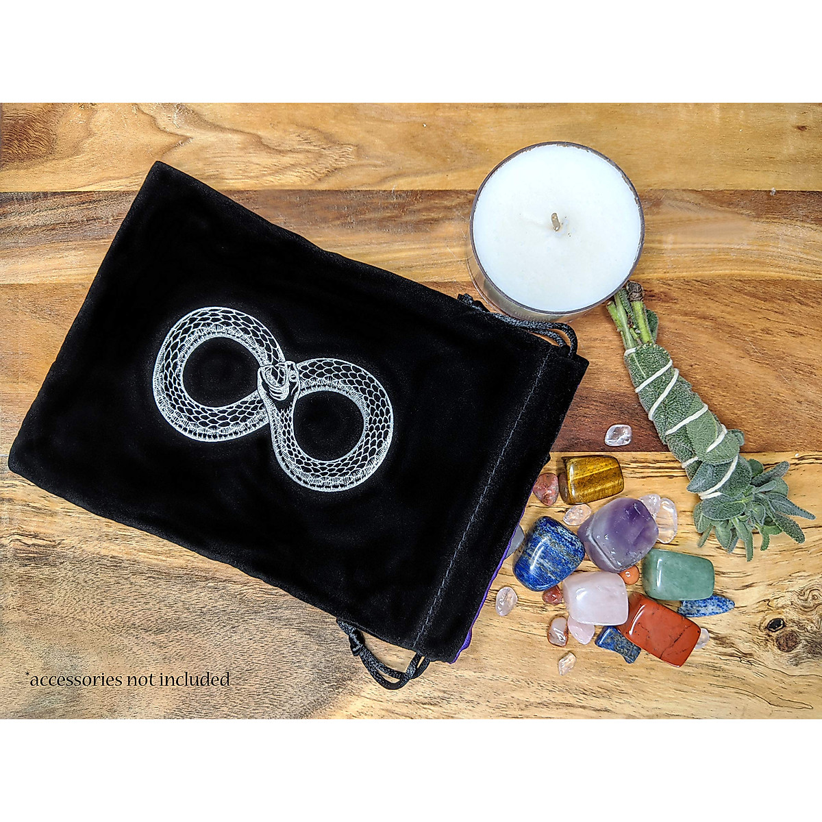 Miriyan Mystical Serpent Tarot & Dice Bag I Velvet & Satin Drawstring Pouch Ideal Size for Tarot Cards & Oracle Cards, DND, D&D, Dungeons and Dragons Accessories, Runes & Jewelry I Travel & Gift Bag