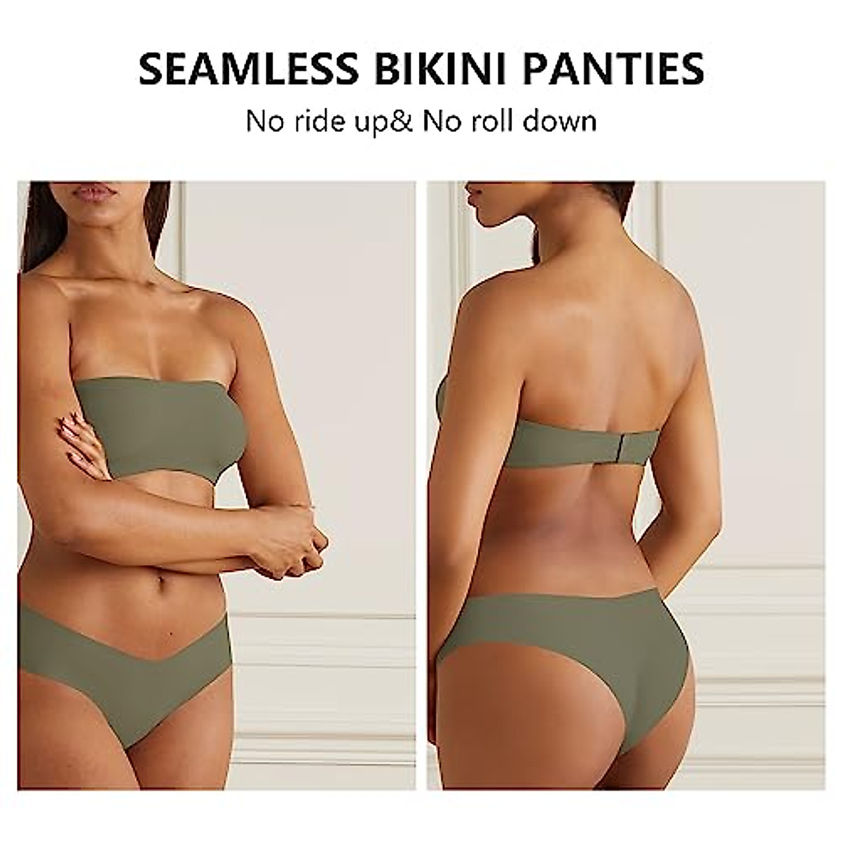 LEVAO 7 Pack Seamless Underwear for Women No Show Bikini Panties Invisible V-shaped Waistband Hipster Cheeky Underwear S-XL