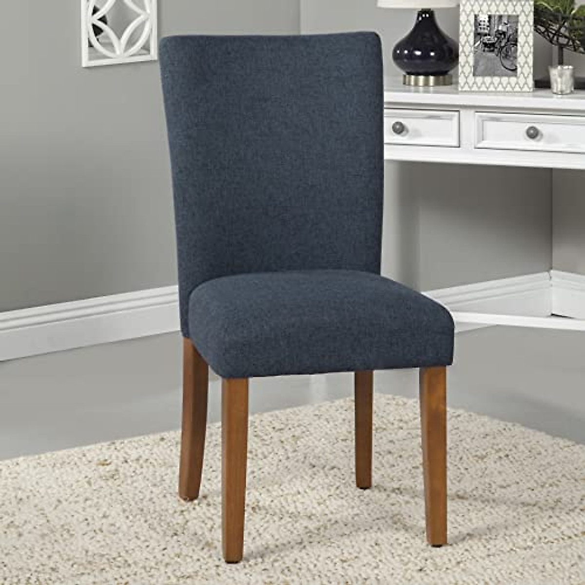 HomePop Parsons Classic Upholstered Accent Dining Chair, Set of 2, Navy