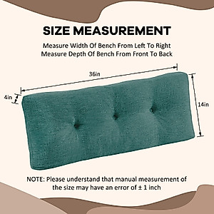 downluxe Indoor Bench Cushion for Indoor Furniture, Non-Slip Tufted Overstuffed Textured Memory Foam Bench Seat Cushion, 36" X 14" X 4", Green, 1 Pack