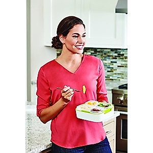 Rubbermaid Balance Pre Portioned Meal Kit Food Storage Containers, White/Citron, 11 Piece Set including Lids | Bento Box Style | Microwave and Dishwasher Safe