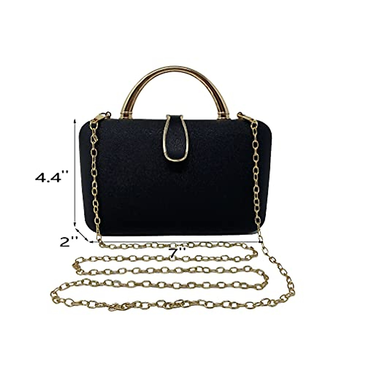 Cirilla Women PU Evening Bag Clutch Purse Crossbody Bag With Handle and Detachable Chain Strap for Wedding Cocktail Party, Banquet (Black)