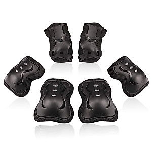 Kids/Youth Knee Pad Elbow Pads Guards Protective Gear Set for Roller Skates Cycling BMX Bike Skateboard Inline Skatings Scooter Riding Sports (Black, Small (3-8 years))
