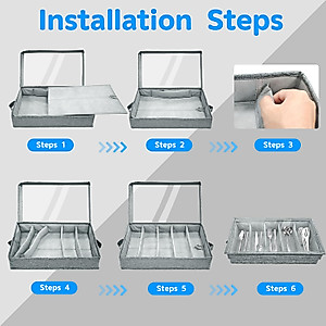 Boczif Flatware Storage Case-Silverware Storage Box with Padded Dividers, 5 Compartment Utensil Storage, Silverware Holder with Handles and Removable Lid for Organizing Cutlery, Forks, Knives