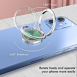 Dremmiwin Crystal Phone Ring Grip, Cell Phone Ring Holder Finger Kickstand, CD Pattern 360 Rotation for iPhone and Android Phone (Silver Diamond)