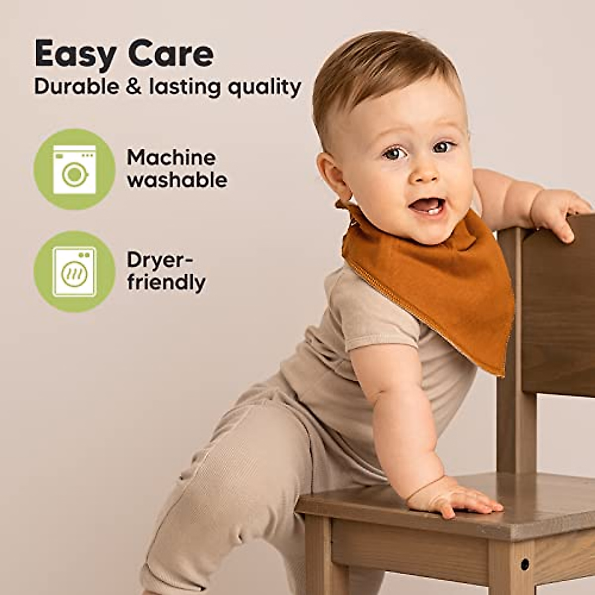 8-Pack Organic Baby Bandana Drool Bibs – Stylish Unisex Bandana Bibs - Super Absorbent Bandana Drool Bibs – Gentle Teething Bibs for Infants - Organic Cotton Baby Bib (Basics)