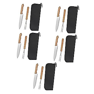 YARNOW 5 Sets Barbecue Knife and Fork Tools Backpack Set Grill Utensils Set Grill Utensil Kit Carving Knife for Meat Kitchen Roast Fork Knives for Slicing Meats Cutter BBQ Tools