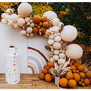 142Pcs Double-Stuffed Burnt Orange Balloon Garland Arch Kit Rust Balloon Fall Balloon Garland Double Layer Matte Cream Peach Apricot Balloons Set for Wedding Birthday Baby Shower Party Decoration