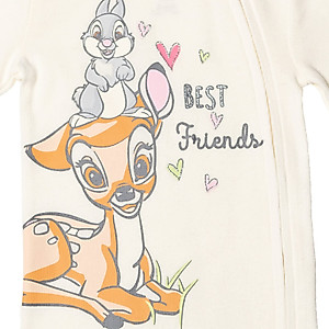 Disney Classics 101 Dalmatians Bambi Newborn Baby Girls 3 Pack Sleep N' Play Coveralls White/Pink/Gray 3-6 Months
