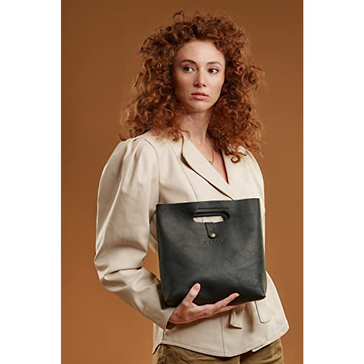 BTLUX Leather Tote Handbag for Women - Handmade with 100% Full Grain Leather - Shopper Tote Bag with Minimalist Design- Made in Georgia - Black