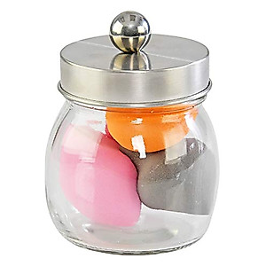 Home-X Mason Jar for Bathroom Organization, Apothecary Jars with Lids (Silver) 8 oz capacity