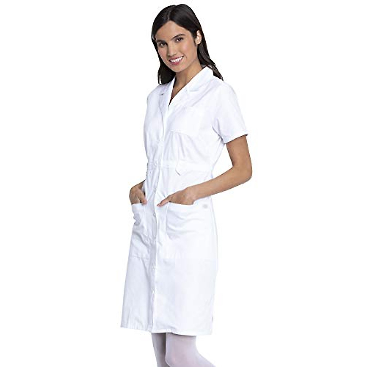 Dickies womens Button Front medical scrubs dresses, White, Large US