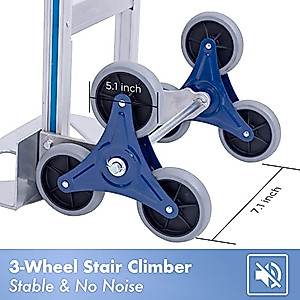 Kweetle Stair Climbing Dolly 2 in 1 Aluminum Hand Truck 800 Lbs Capacity Heavy Duty Stair Climber Dolly with 6 Wheels