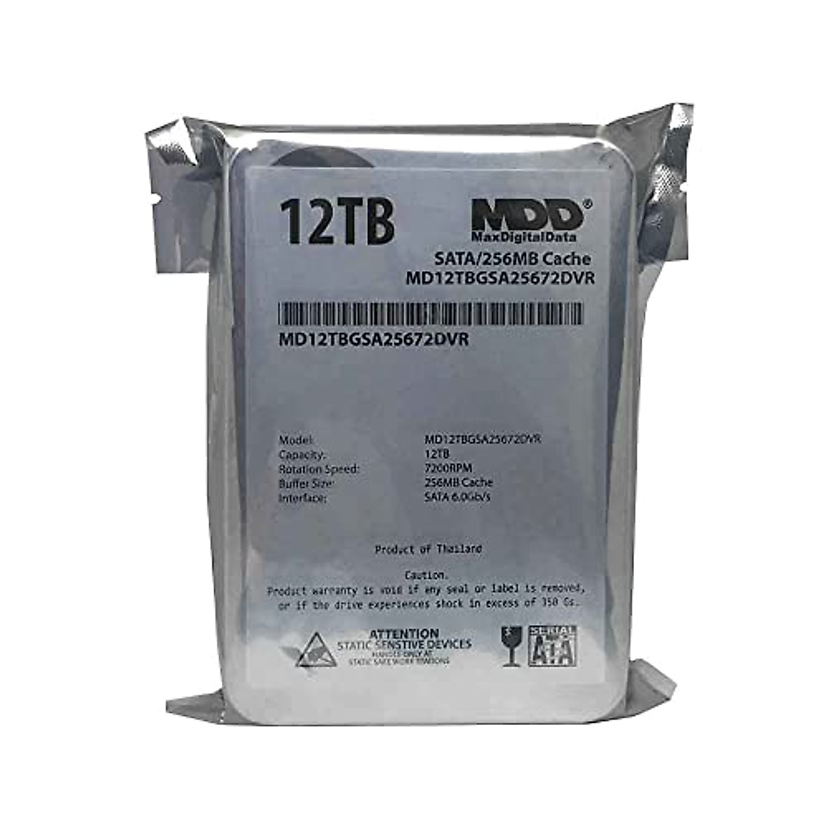MDD 12TB 7200 RPM 256MB Cache SATA 6.0Gb/s 3.5inch Internal Hard Drive for Surveillance Storage (MD12TGSA25672DVR) - 3 Years Warranty