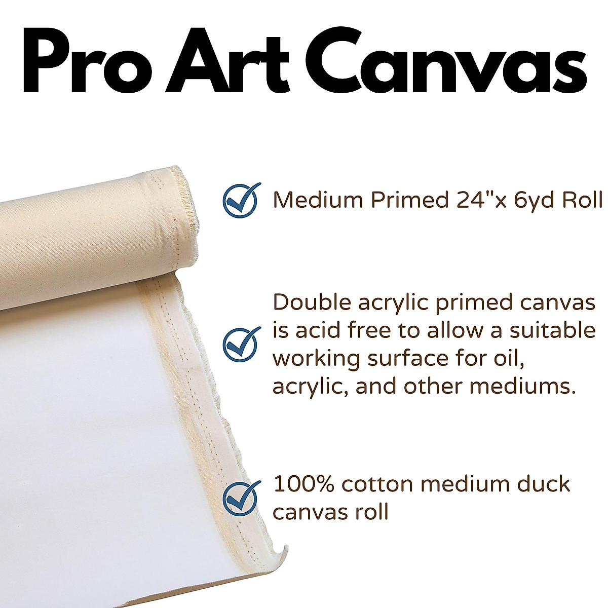 Pro Art Primed Canvas, 24-inch x 6-Yard Roll, White