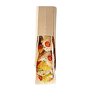 Restaurantware Bio Tek 6 .25 x 2 x 3.75 Inch Single Taco Holder 200 Greaseproof Stand Up Taco Holder - Large Self-Standing Kraft Paper Paper Taco Holder Freezable