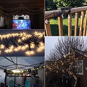 Abkshine 50ft 120 LED Solar Star Fairy Lights, Outdoor Decorative Solar String Lights, Waterproof Ambiance Lighting for Patio Deck,Camper,Gazebo,Girls Themed Room,Garden,Porch,Bush Decor,Warm White