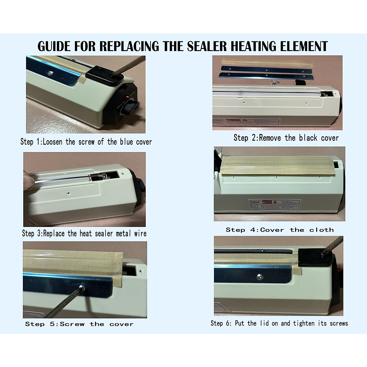 Impulse Sealer Parts 16 Inch Heat Seal Strips Teflon Tapes Sealer Replacement Element Grip Impulse Sealer Heating Element Service Spare Repair Kit-6 Pack