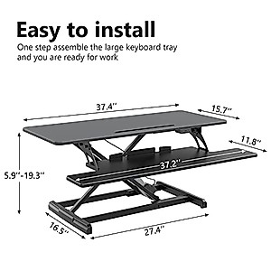 G-PACK PRO X38 Electric Standing Desk Converter Motorized Stand up Riser for Sit Stand Desk Workstation with Removable Keyword Tray and Space for Dual Monitors