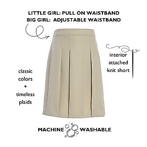 Tommy Hilfiger Girls Adjustable Solid Pleated Flat Back Skort US 14, Navy