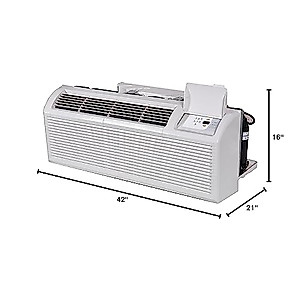 Klimaire PTAC 15,000 BTU Air Conditioner Heat Pump R-32 with Remote Control & 3.5 kW Electric Heater -230V