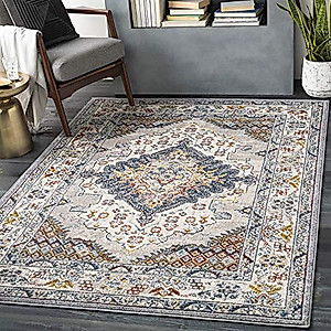 Artistic Weavers Anja Oriental Medallion Area Rug,6'7" Square,Grey