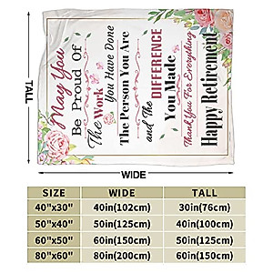 TBUWHZU Retirement Gifts for Women, Happy Retirement Gift Blanket, Funny Retired Gifts for Coworkers Women, Goodbye Gifts, Going Away Gift for Coworkers, Coworker Leaving Gift Blanket,60x50in