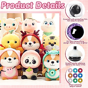 UPINS 180Pieces 18 mm 3D Glitter Plastic Safety Eyes with Washers for Amigurumi Animal Moon Eyes Plastic Craft Doll Crochet Eyes for DIY of Puppet Bear Making Supplies (9 Colors)