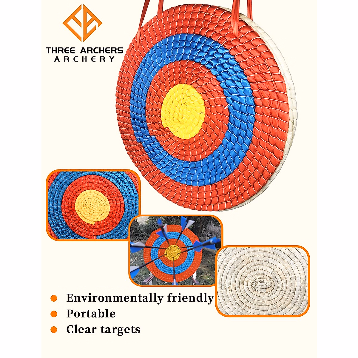 Three Archers Archery Straw Target 3 Layers Traditional Archery Target for Outdoor Shooting Practice