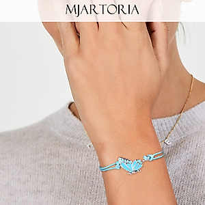 MJartoria BFF Bracelets for 2-Butterfly Matching Bracelets Adjustable Strand Best Friends Bracelet Handmade Charm Friendship Bracelets Jewelry Gifts for Women Couples (Blue+Pink-Silver)