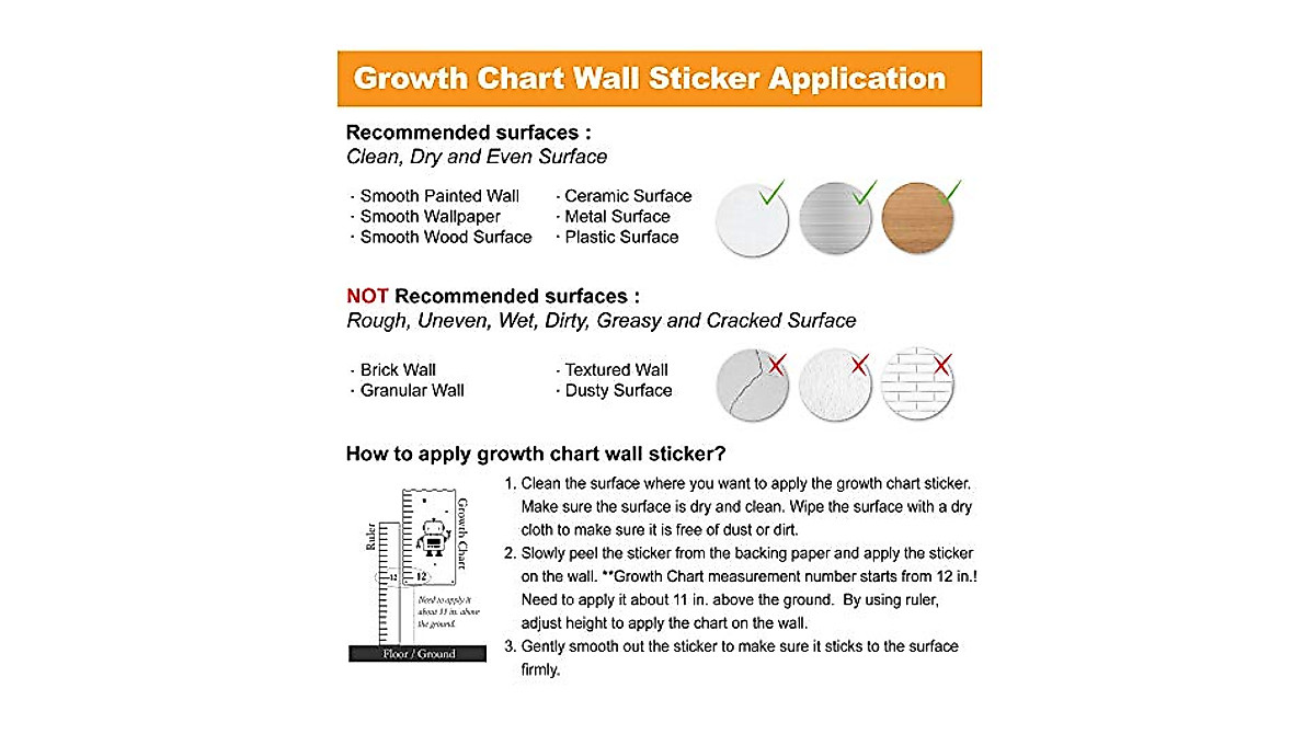 Ocean Growth Chart Wall Sticker for Kids