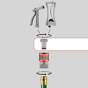 GARDENA 36004 5 Piece Quick Connector Starter Set, For any 5/8 Inch or 1/2 Inch Garden Hose, Sprinkler or Spray Nozzle, Made In Germany