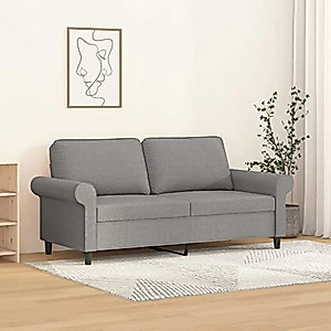 vidaXL 3-Seater Sofa Home Indoor Living Room Lounge Seating Upholstered Sofa Couch Settee Seat Sitting Chair Furniture Light Gray Fabric