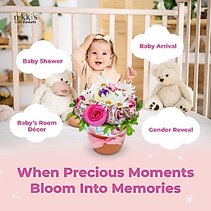 Deluxe Baby Blossom - Baby Girl Outfits | Newborn Baby Girl Gift Set | Baby Gift Basket for Expecting Moms | New Baby Gift Basket | Pink Baby Gift Set | Clothing Flower Bouquet | Nikki's Gift Baskets