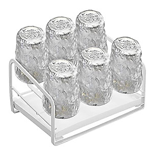 YEAVS Cup Drying Rack with Drain Tray, Bottle Drying Rack Stand with 6 Hooks, Mug Organizer (White)