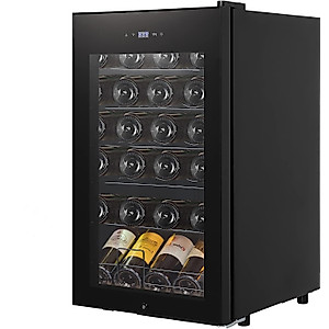 Euker 24-Bottle Compressor Wine Cooler Refrigerator - Freestanding Beverage Fridge for Red, White, Champagne & Sparkling Wines (40°F to 65°F) with Digital Temperature Control and Full Glass Door
