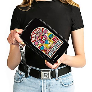 Animaniacs Wallet, Zip Around, Animaniacs Wakko Warner Appetite for Destruction Pose Black, Vegan Leather