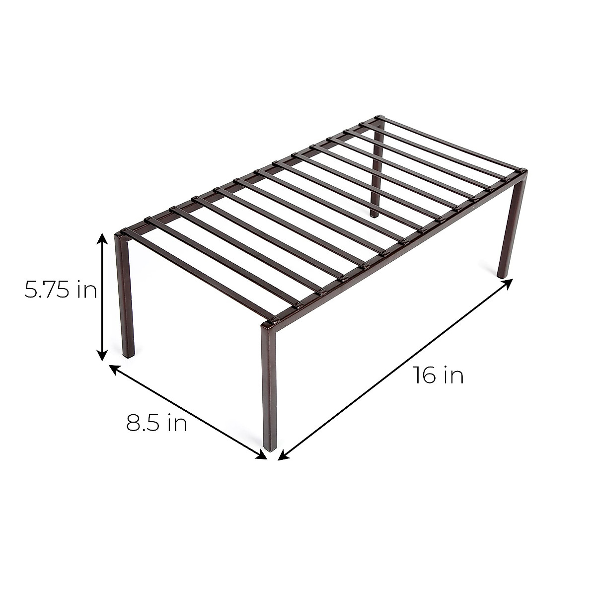 Smart Design Premium Cabinet Storage Shelf Rack - Large - 8.5 x 16 Inch - Steel Metal - Rust Resistant - Cupboard, Plate, Dish, Cup, Bathroom Counter and Pantry Organization Riser - Kitchen - Bronze