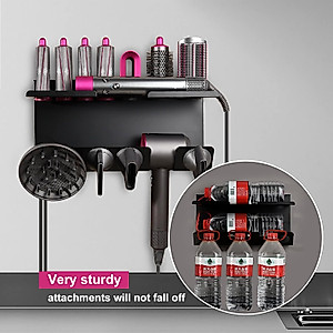 Kainasch Hair Dryer Holder for Dyson Airwrap, Magnetic Bracket Stand Storage Curling Iron Accessories Wall Mount Organizer with Screw/Adhesive, Non-Slip for Dyson Diffuser, Nozzle